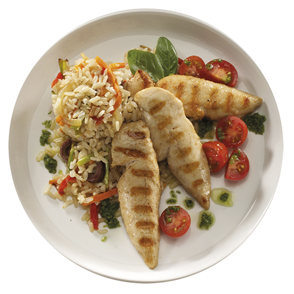 Lonjas de pollo con arroz yamani y vegetales Grandwich - QÜEM