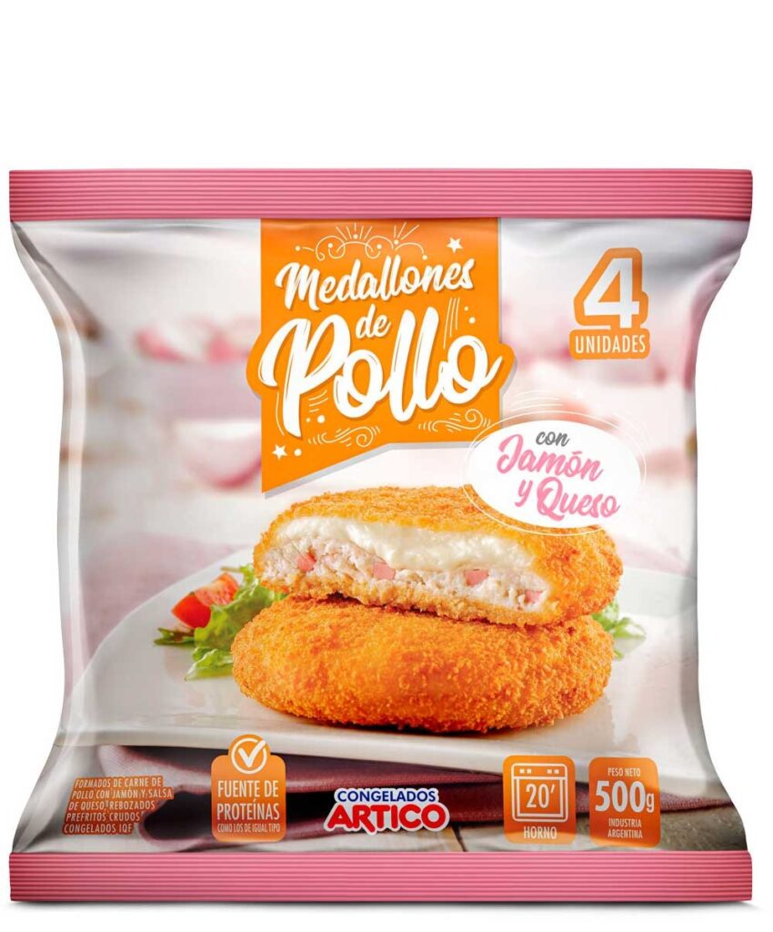 Medallon de pollo con jamon y queso Artico - QÜEM - Frozen Market